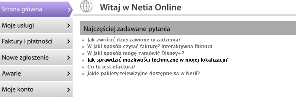 Pomoc techniczna i awarie - Pomoc - Netia